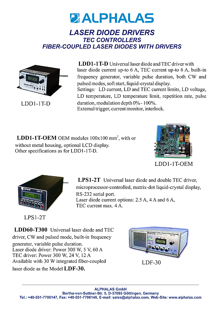 60 Amp Driver, 300 Watt TEC, Laser Driver and TEC Controller, Alphalas