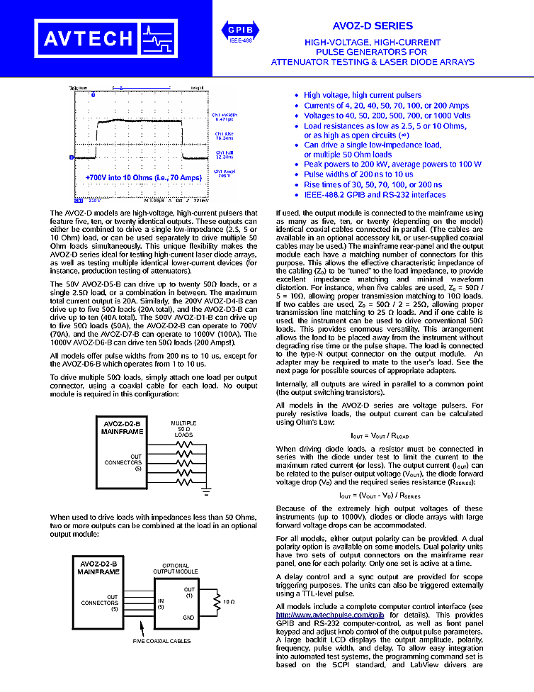 200 Amp Pulse Driver For Laser Diodes From Avtech