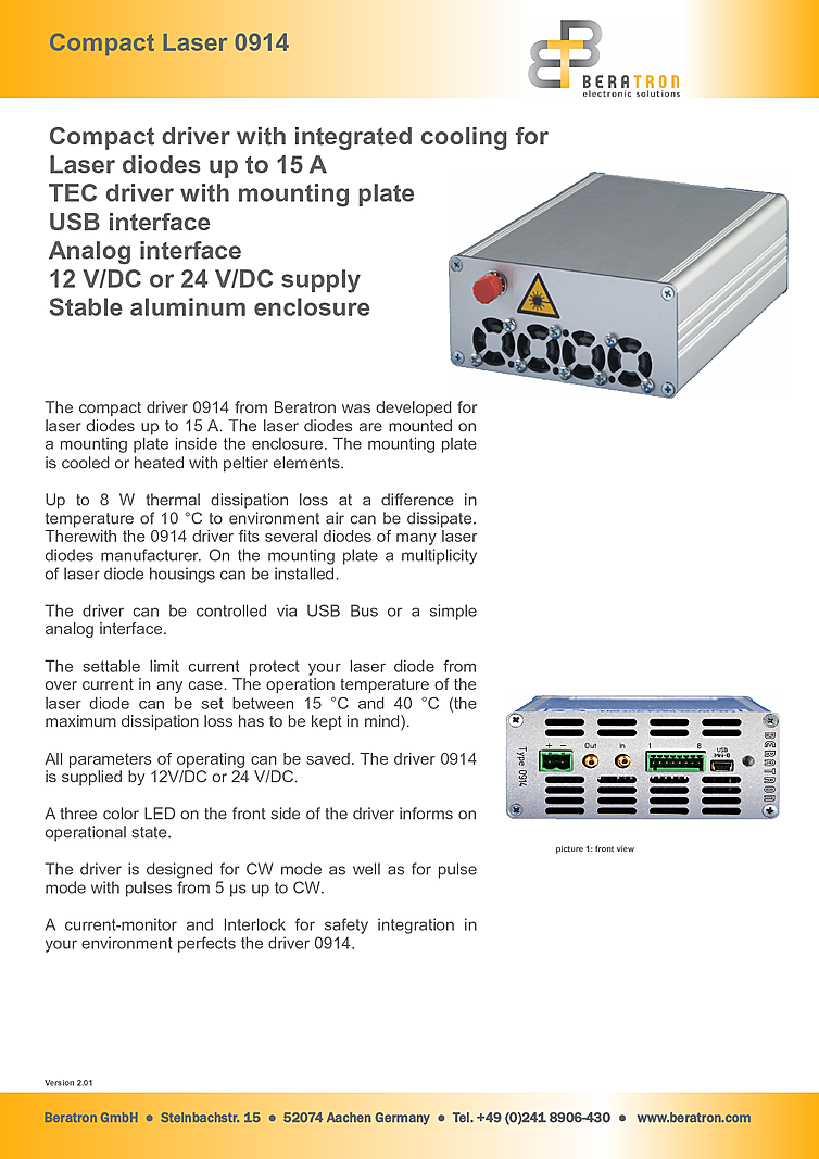5 Microseconds To Cw Pulsed Laser Diode Controllers From Beratron