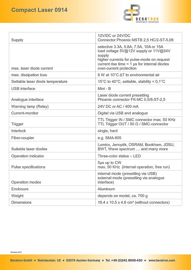 5 Microseconds To Cw Pulsed Laser Diode Controllers From Beratron