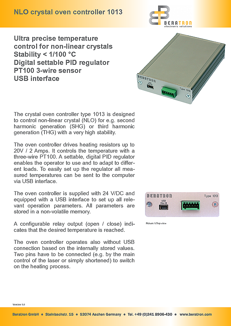 40 Watt Laser Diode Temperature Controller Benchtop From Beratron